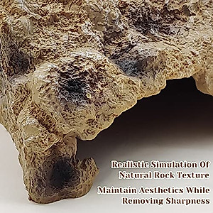 Hamiledyi Reptile Resin Hide Cave Lizard Simulated Rock Hides Bearded Dragon Habitat Hideout Decor for Snake Gecko Turtle Hermit Crab Chameleon Shelter Decoration (M)