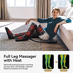 FIT KING Full Leg Massager with Heat, Air Compression Massager for Foot Calf & Thigh Muscle Relaxation and Recovery, Helpful for Pain Relief,Swelling, Edema and RLS, FSA-HSA Approved