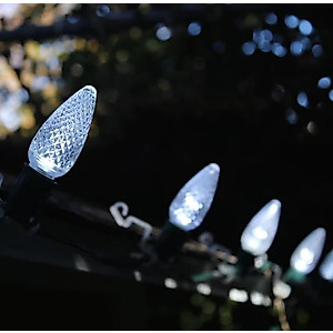 25 Pack Pure White C9 LED Replacement Bulbs Faceted Pure White LED Christmas Light Bulb 2 SMD LEDs in Each Bulb Fits E17 Socket Commercial Grade Indoor and Outdoor Use