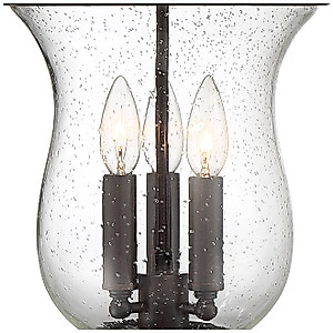 Franklin Iron Works Carriage Traditional Outdoor Post Light Fixture LED Bronze 23" Clear Seedy Glass Decor Exterior House Porch Patio Outside Deck Garage Yard Garden Driveway Home Lawn Walkway