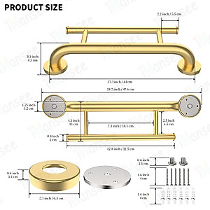 Gold Grab Bar 17 Inch w/Towel Holder, iHansee Stainless Steel Towel Rack Shower Support Balanced Support Handle, Wall Mount Safety Handrail Grab Rail for Elderly Senior Handicap Disabled