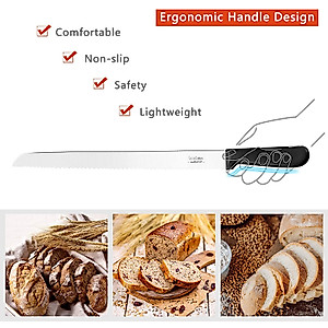 12 Inch Serrated Bread Knife for Homemade Bread, Stainless Steel Wide Wavy Edge Knife, Multi-Purpose Kitchen Knife, Efficient Cake Slicer, Ultra Sharp Baker's Knife for Cutting Crusty Breads, Cake