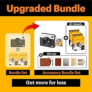KODAK Mini Shot 3 Retro 4PASS 2-in-1 Instant Digital Camera and Photo Printer (3x3 inches) Initial 8 Sheets + 60 Sheets Gift Bundle, White (NOT Zink)