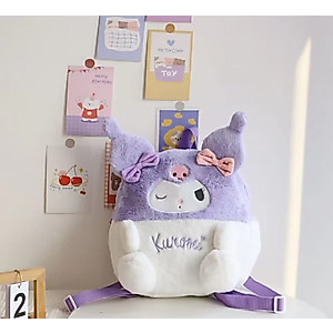 OGOVLL Cartoon Mini Backpack Anime Character Plush Backpack Daily Leisure Package Purple