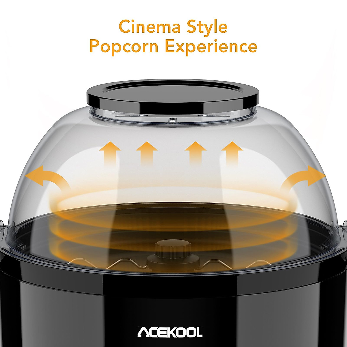 Stir Popcorn Popper, Electric Hot oil Popcorn Popper Maker with Nonstick Plate and Clear Bowl, Popcorn Machine 10-Cup Great for Home Party Kids