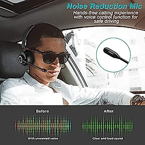 Wireless Headset,Trucker Bluetooth Headset with Mic,Noise Cancelling On Ear Bluetooth Headphones with Charging Base,Talk in Clarity Pro for Office Buiseness Home PC iPhone