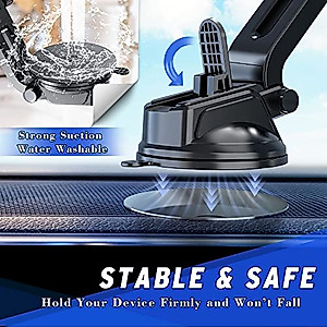 IPOW Car Phone Mount [Off-Road Grade Super Suction] Universal Car Phone Holder Mount for Dashboard Windshield, Car Phone Mount for iPhone 14 Samsung All Phones with Angle Adjustment of 3 Parts