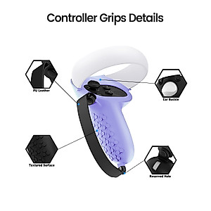 Gwyoneaon Protective Cover for Oculus/Meta Quest 2 Accessories, Silicone Controllers Grip Cover Protector, Soft Shell Skin with Face Cover and Lens Cover (Purple)