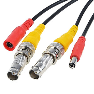Flashmen 25ft 1 Pack BNC Video Power Cable Security Camera Wire Cord for CCTV DVR Surveillance System One Cable with 2X BNC to RCA connectors 2X BNC to BNC connectors 1x DC plug adapter