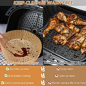 100Pcs Air Fryer Liners Disposable Air fryer Liners 7.9-inch (Fit 5-8 QT) Non-Stick Oilproof Baking Parchment Paper for Air Frying Microwave Food Grade Baking Accessories
