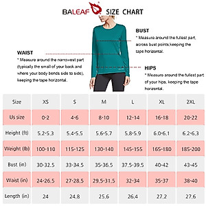 baleaf Women's Long Sleeve Running Shirts Workout Tops Athletic Gym Hiking T-Shirts Moisture Wicking Quick Dry Lightweight Stretchy Teal Size L