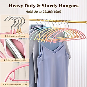 MOPALL Clothes Hanger 14 Pack, Sweater Hangers No Shoulder Bump, 16.5 inch Wide Heavy Duty Coat Hangers for Closet, Non Slip PVC-Coating Metal Hangers for Sweaters,Suits,Dresses,Jackets,Pants,Shirt