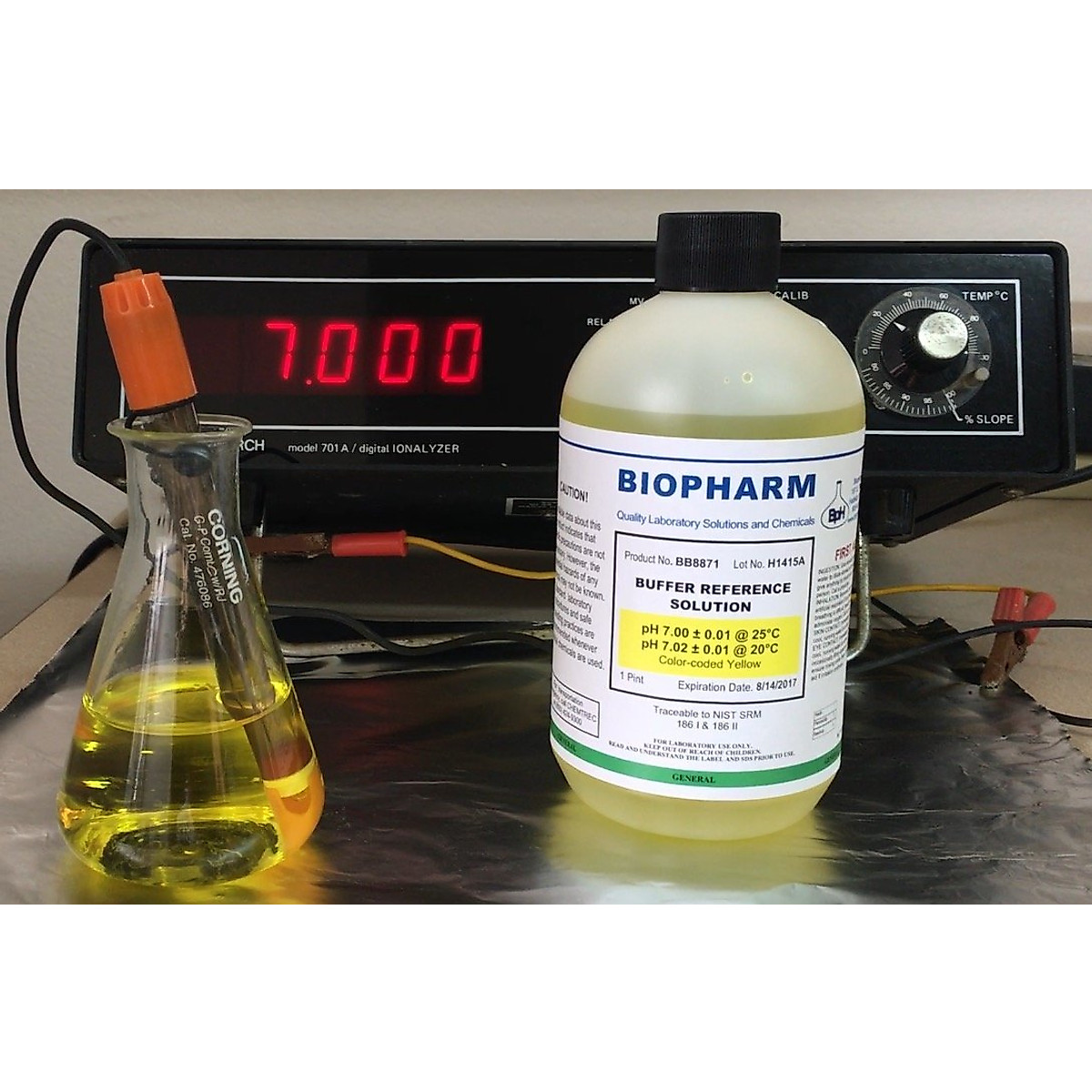 pH Buffer Calibration Solution Kit 3-Pack: pH 4.00, pH 7.00, pH 10.00 Buffers — 500 mL (1.06 Pint) Each — Color Coded — NIST Traceable for All pH Meters