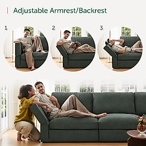 HONBAY Modular Sectional Sofa with Storage Corduroy Sectional Sleeper Sofa Modular Sectional Couches for Living Room,Green