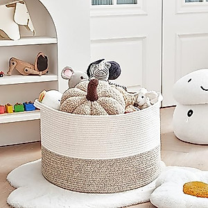 R RUNKA Extra Large Cotton Rope Basket 22" x 14" - Toy Basket for Kids -Blanket Basket for Living Room - Woven Baskets for Storage
