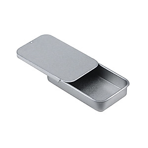 Antrader Metal Slide Top Tin Containers for Crafts & Candies & Jewelry & Pills Survival Kit,2.36"x 1.34"x 0.43",Pack of 12,Silver