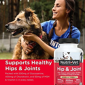 Nutri-Vet Advanced Strength Hip & Joint Chewable Dog Supplements | Formulated with Glucosamine & Chondroitin to Support Dog Cartilage & Mobility | 150 Tablets,RED