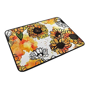 Doormat Welcome Door Mat-Vibrant Yellow Sunflower,Living Room Kitchen Floor Mat Home  Indoor Outdoor Decoration 24X16INCH