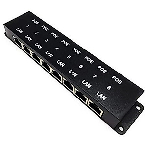PoE Texas - 8 Port Passive Midspan Injector: Compatible with IEEE 802.3af Power Over Ethernet Devices including Phones Cameras Wifi Access Points and More - WS-POE-8-48v120w