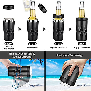 Insulated Stainless Steel 24 oz Tumbler with Freezable Drink Can Cooler for all 12 oz Slim Can,Regular Can,Beer Bottle & All Drinks (Frosted Black)