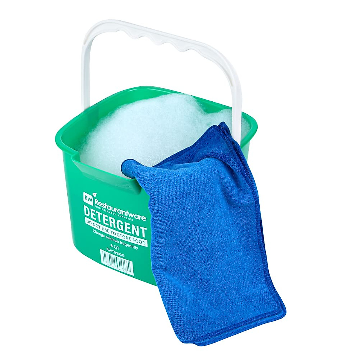 Restaurantware-RW Clean 8 Quart Cleaning Bucket, 1 Detergent Square Bucket - With Measurements, Built-In Spout And Handle, Green Plastic Utility Bucket, For Home Or Commercial Use,