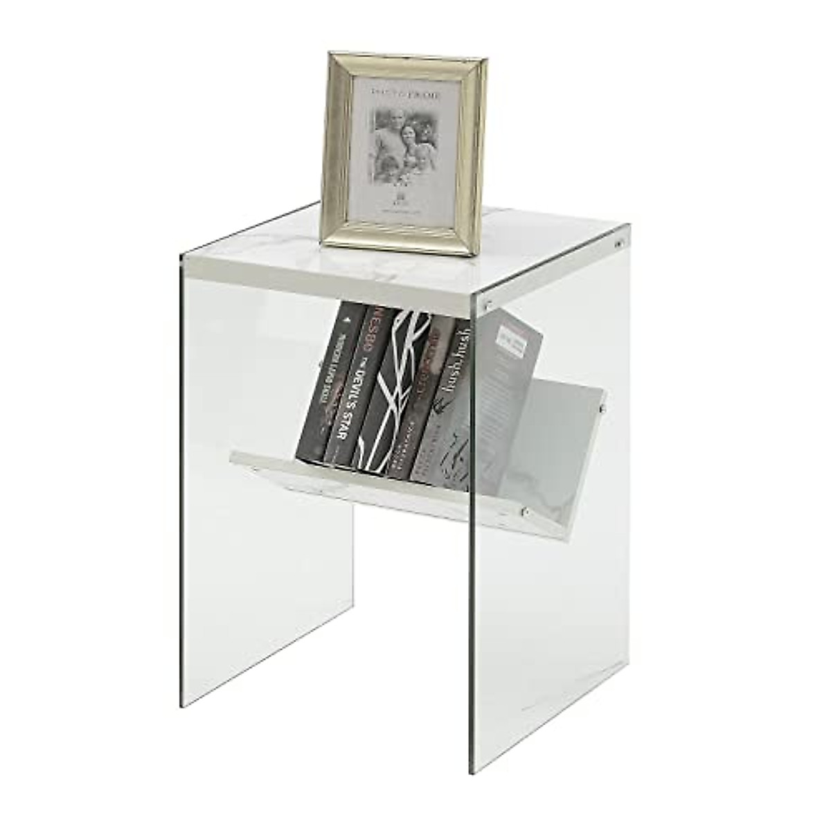 Convenience Concepts SoHo End Table, Faux White Marble, 15.75 in x 16.5 in x 23.75 in