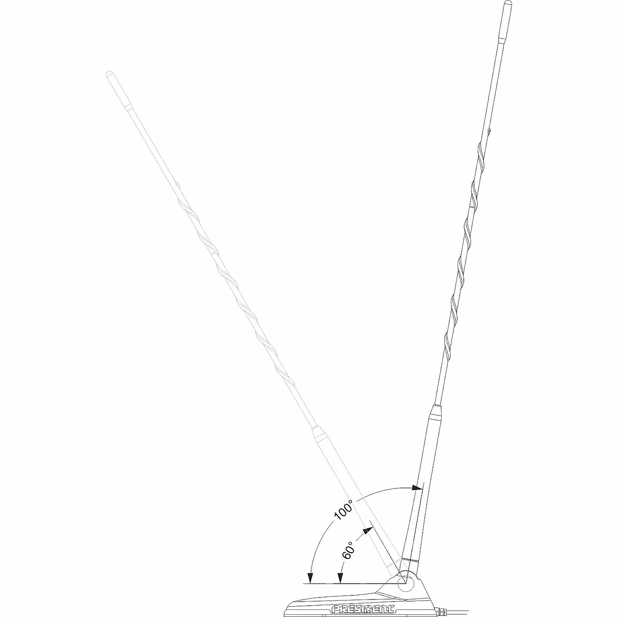 President Electronics New Virginia (Formerly Called New York UP) Magnetic Mount CB Radio Antenna