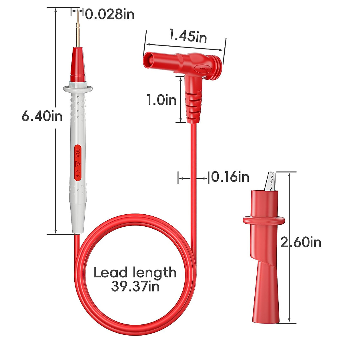 Goupchn Multimeter Test Leads Kit Banana Plug with Push On Alligator Clips Precision Sharp Probes Digital Electrical Test Probes 1000V 10A