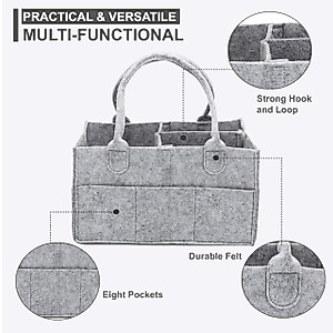 Diaper Caddy Organizer for baby - Nursery Storage Bin, Caddy Organizer with Handle - Car Organizer for Diapers, Baby Basket for Newborn Boy & Girl (Grey)