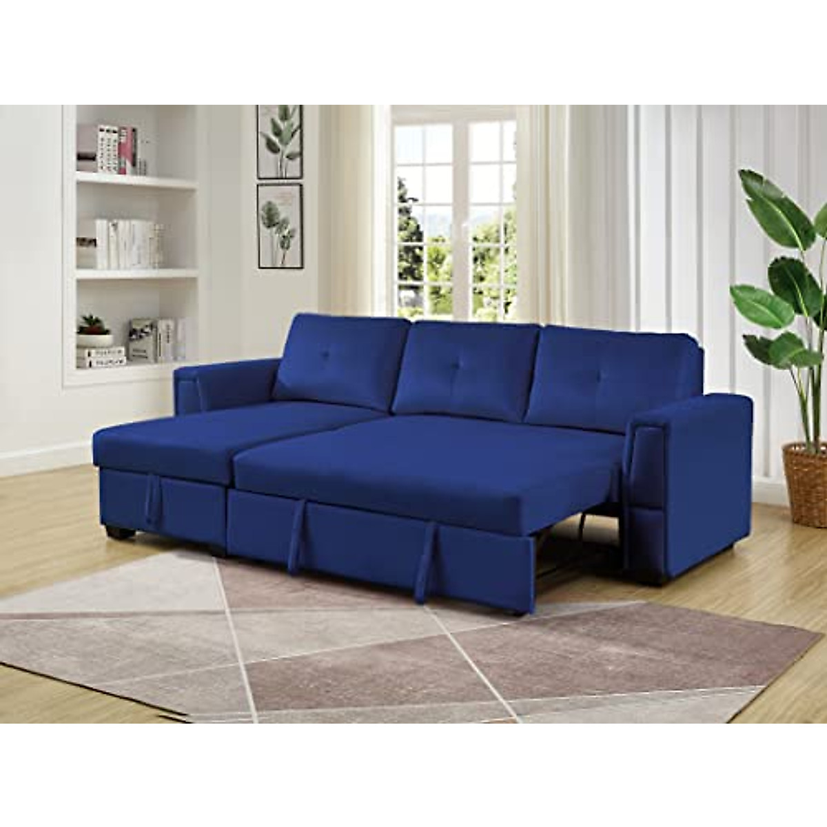 Legend Vansen 91'' L-Shaped Convertible Sectional Sleeper Sofa with Pull-Out Bed and Storage,with Reversible Chaise,Convertible Sofa for Living Room and Apartment