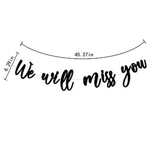 PALASASA Good Luck We will Miss You banner, Farewell Party Decoration, Retirement Party -Graduation Party Going Away Party Office Work Party Farewell Party Decorations Supplies (Black)