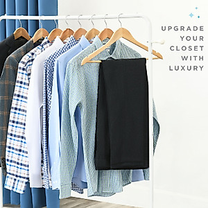 Home It Wooden Hangers 30 Pack - Natural Wood Durable Heavy Duty Coat Hangers Non Slip for Jacket, Shirt, Pants and Suit - Premium Solid Clothes Hangers for Closet with Chrome Swivel Hook