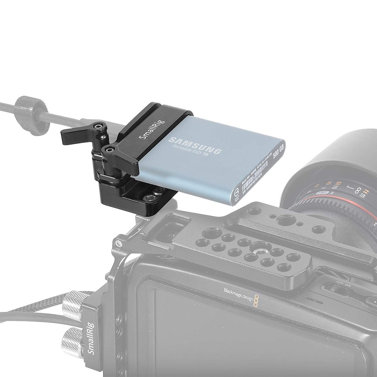 SMALLRIG Mount Bracket SSD Holder for Samsung T5 SSD with 1/4”-20 Threads, Compatible with SMALLRIG Cage for BMPCC 4K & 6K and for Z CAM (New Version) – 2245B
