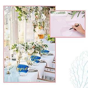 10 Pack Large Acrylic Hexagon Blank Table Stand, DIY Geometric Clear Plexiglass Number Sign Holder with Gold & Silver Marker Metallic for Modern Wedding Reception, Centerpiece Decoration Event Party