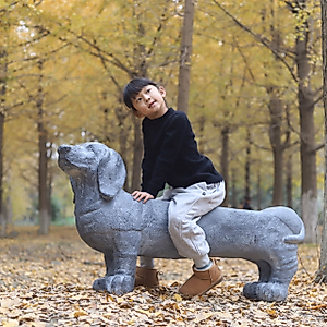 OUTOUR Dog Statues Outdoor 46.2’’L Outdoor Statues MGO Large Dachshund Statue Bench for Home Decor Patio Backyard Yard Lawn Large Garden Statues Sculpture, Grey