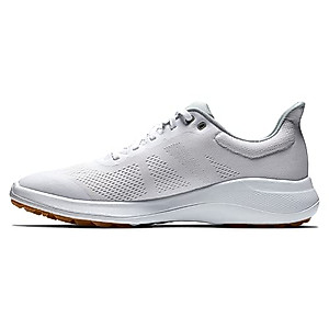 FootJoy Men's FJ Flex Golf Shoe, White/White/Tan, 10