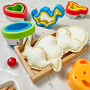 Sliafwh 9 PCS Sandwich Cutter and Sealer for Lunch - Uncrustable Maker for Lunchbox and Bento Box - Cookie Cutters for Boys Girls