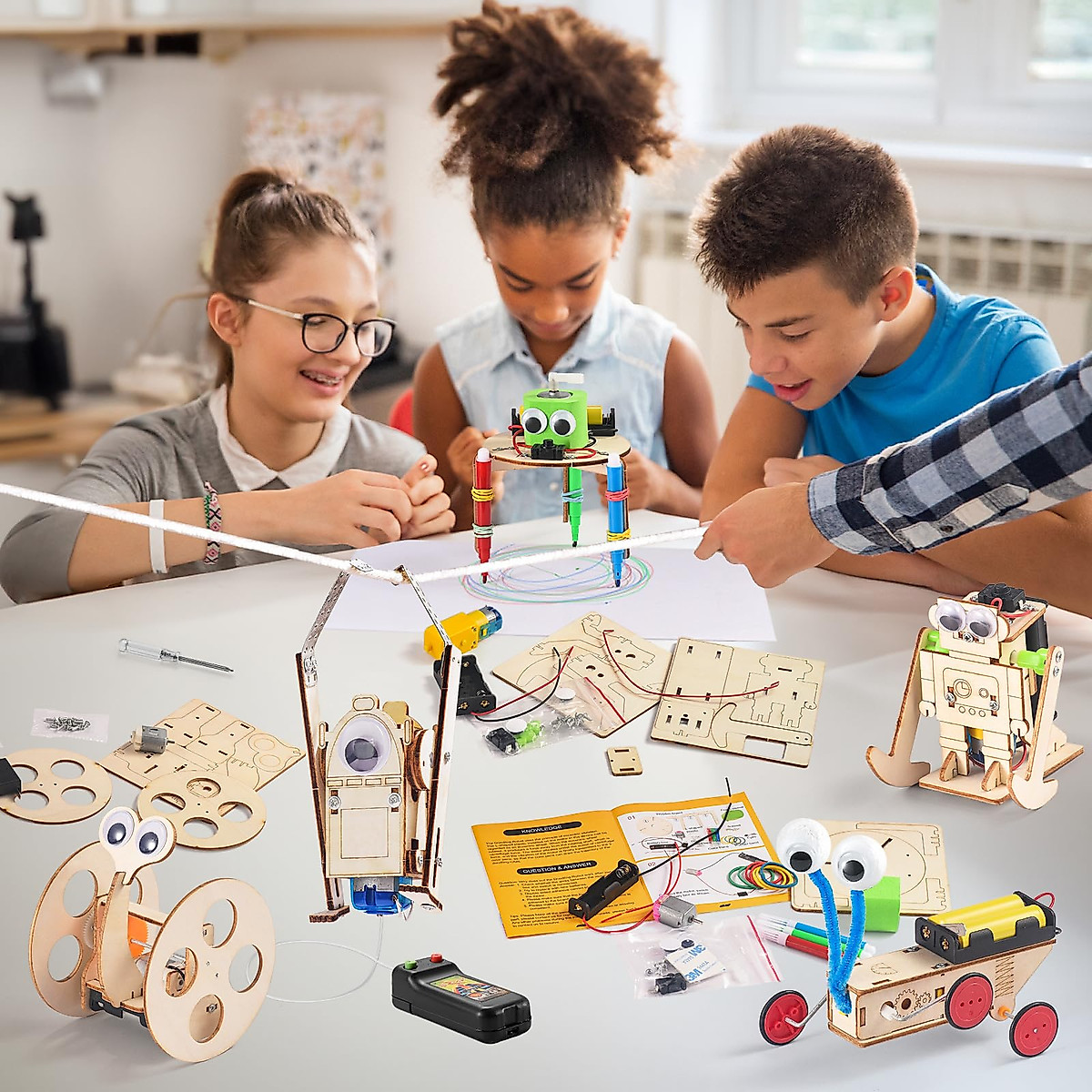 10 in 1 STEM Building Kits for Kids Age 8-12, Wood Crafts for Boys and Girls Age 6-8, 3D Wooden Puzzles Woodworking Robot Model Stem Projects for 6 7 8 9 10 11 12 Years Old