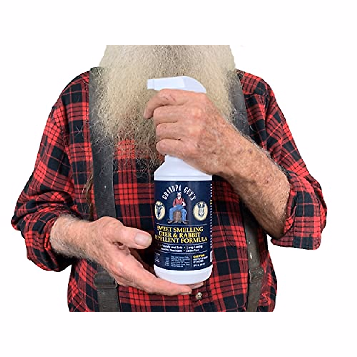 Grandpa Gus's Deer & Rabbit Repellent Ready-to-Use Spray, Protects Garden & Yard, Sweet Smelling Formula with Natural Essential Oils, Weather-Resistant Stink-Free Long-Lasting Scent (32oz)