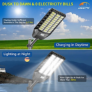 Solar Street Lights Outdoor, Solar Parking Lot Lights Commercial Grade 420000 Lumens Solar Lights Outdoor Waterproof Dusk to Dawn Motion Sensor with Remote Control, 4 Pack