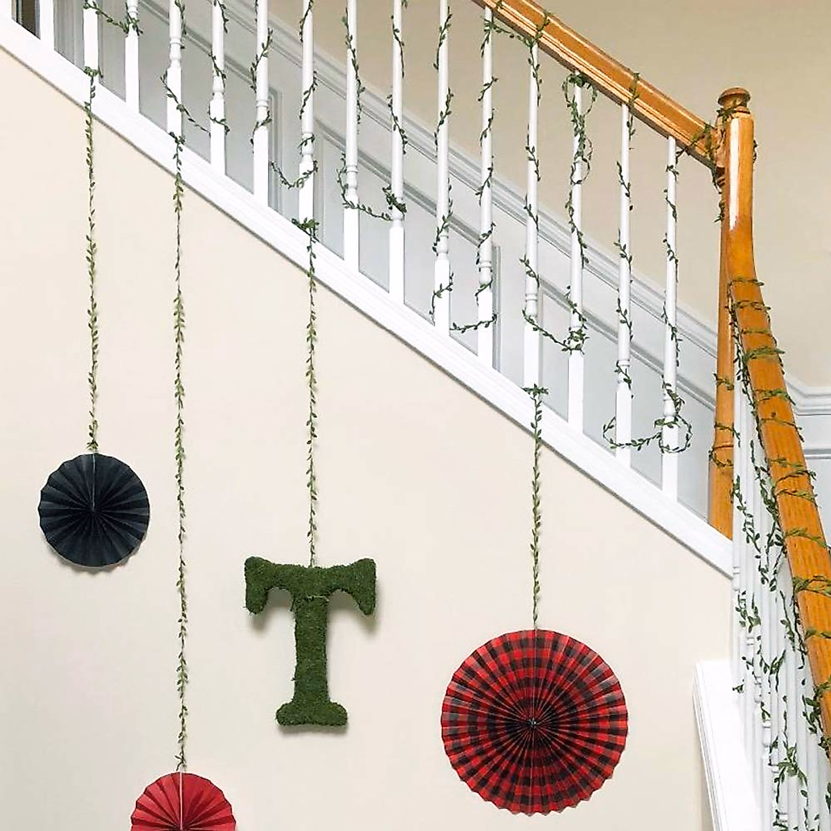 Lvydec Artificial Vine Greenery Garland, 265 Feet Green Leaves Ribbon Fake Ivy Leaf Garland for DIY Wedding Party Craft Wall Decoration