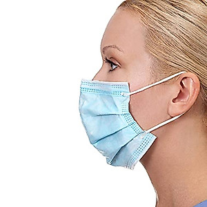 OxGord Artnaturals Face Mask - 50 Disposable Ear-Loop Masks - Protection from Dust, Pollen, and More - Mouth Cover Ideal for Everyday Use (Blue)