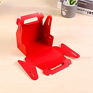 30 Pcs Gable Treat Boxes, Small Goodie Boxes Red Party Favor Boxes Cardboard Kraft Paper Gift Box Dessert Candy Cookie Boxes for Birthday Baby Shower Mothers Day Party Favors, 4.5 x 3.1 x 5.1" (Red)