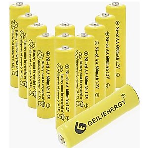 BAOBIAN AA NiCd 600mAh 1.2V Rechargeable Batteries Low Self Discharge for Solar Lights Outside Garden Lamps,Remotes,Mice Pre-Recharged (12Pack)