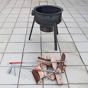 RAOMEIDE 30In Fireplace Tongs Log Grabber, Fire Tongs for Fire Pit, Campfire Firewood Tongs Outside