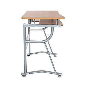 Techni Mobili Compact Computer Desk With Side Shelf And Keyboard Panel, Cherry, 43" x 19.5" x 30"