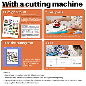 HTVRONT Sublimation Sticker Paper - 20 Pcs Glossy Transparent Waterproof Sublimation Stickers