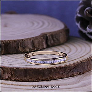 Dazzlingrock Collection 0.13 Carat (ctw) 14K Baguette Diamond Ladies Wedding Band Stackable Ring, Yellow Gold, Size 6