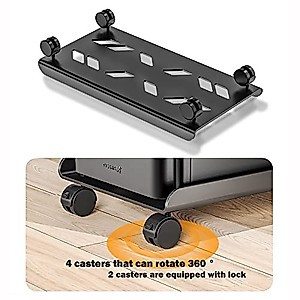 Kriico Computer Tower Sand, Heavy-Duty Metal CPU Stand Cart, Mobile PC Tower Stand with Rolling Casters, CPU Raise Fits Most PC Gaming Office Desk Accessories