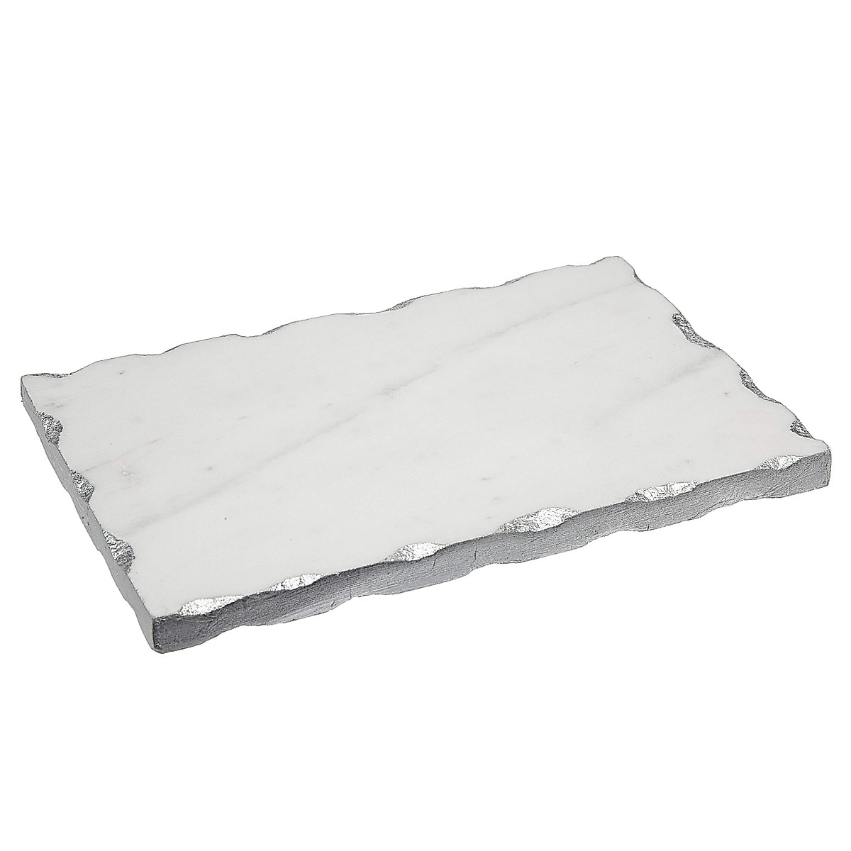 Godinger Marble Serving Tray, Charcuterie Platter Cheese Board with Silver Trim - Rectangular